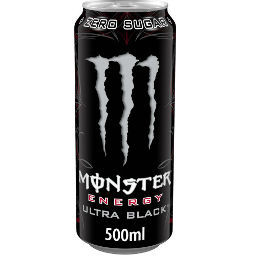 Monster Ultra Black Zero Sugar Energy Drink 12x500ml Cans BEST BEFORE ...