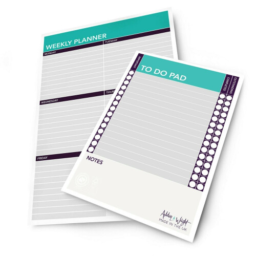 Ashton and Wright - A5 Daily To Do Pad and A4 Weekly Planner Set - Pack ...