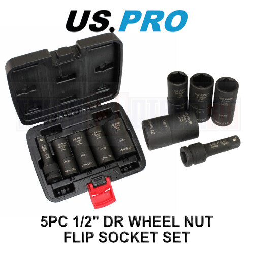 US PRO Tools Impact Wheel Nut Flip Socket Set 5 Piece 3765 on OnBuy