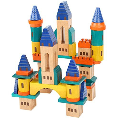Wooden Castle Building Blocks Set, Big Solid Beech Wood Toddlers ...