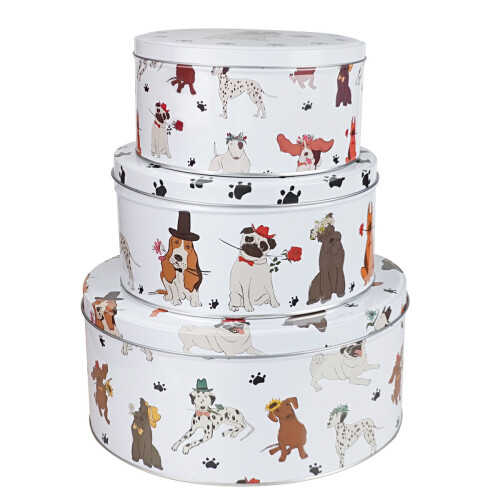 Set of 3 Round Nesting Cake Storage Tins airtight Bakery FoodContainer ...