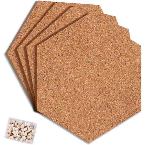 B&Z Self Adhesive Sticky Cork Board Hexagon Tiles Mini Wall Bulletin ...