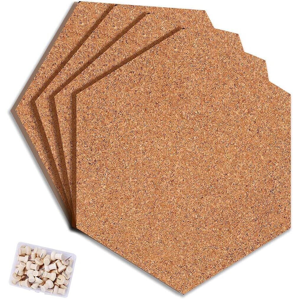 B&Z Self Adhesive Sticky Cork Board Hexagon Tiles Mini Wall Bulletin Boards Pin Messaghe Notice ...