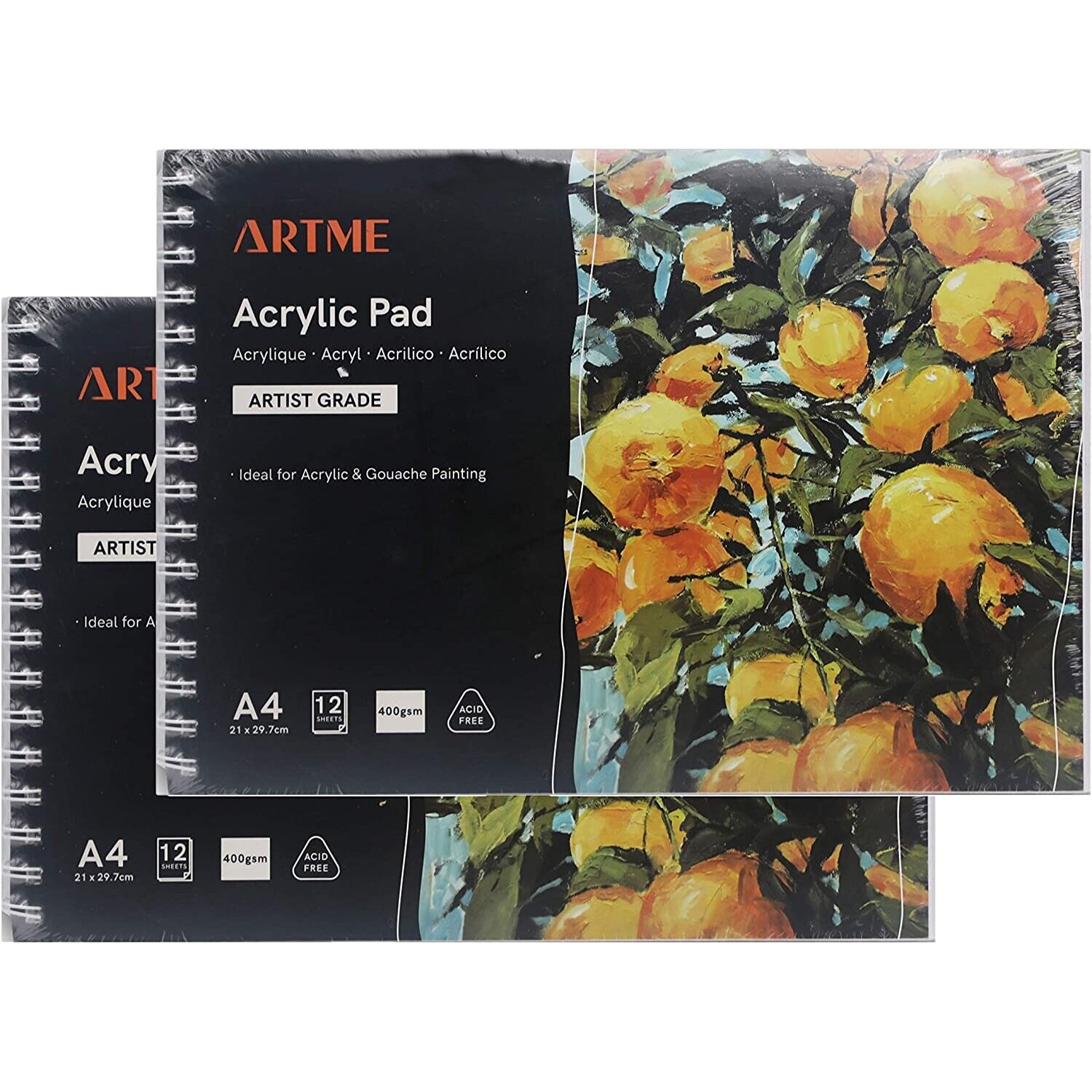 ARTME Acrylic Pad A4 (2 Pack) - 12 Sheets/ 400gsm Extra Heavyweight ...