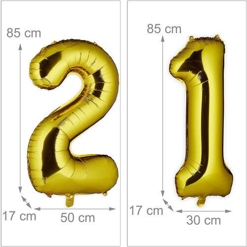 Relaxdays Foil 21, Jumbo 21st Birthday, To Hang, XXL, Number Balloons ...