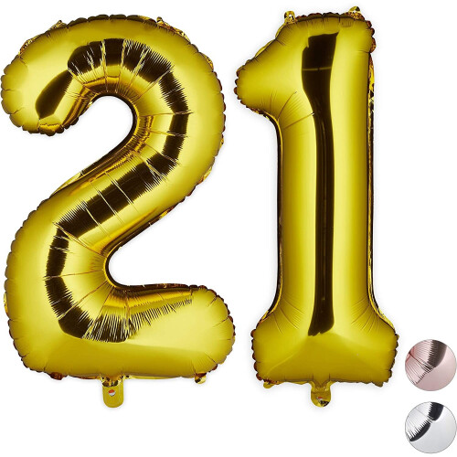 Relaxdays Foil 21, Jumbo 21st Birthday, To Hang, XXL, Number Balloons ...