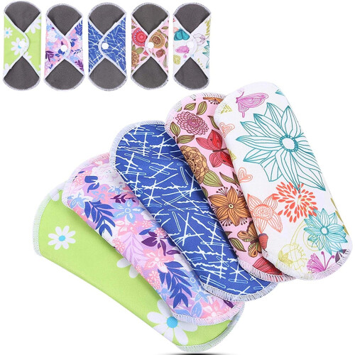 Menstrual Pad Reusable Waterproof Bamboo Charcoal Fiber Cloth Washable ...