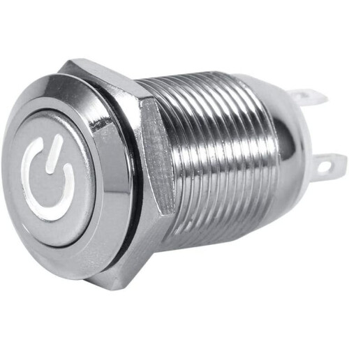 LED Button Switch, 12mm Waterproof Dust-Proof LED Power Switch Metal ...