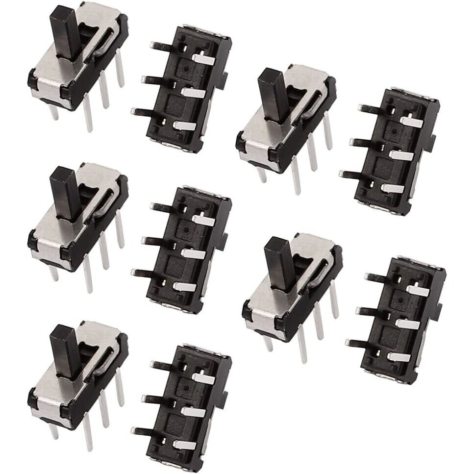 sourcingmap 10 Pcs 2 Position Straight 6P DPDT Micro Slide Switch ...