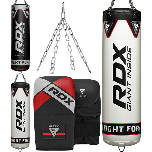 (White, 5FT) RDX Punch Bag Anti Swing With Boxing Gloves 3PC on OnBuy