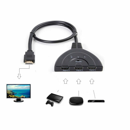 Hdmi 3 Port Switch Switcher Splitter Selector HUB Box Cable HDTV 1080P ...
