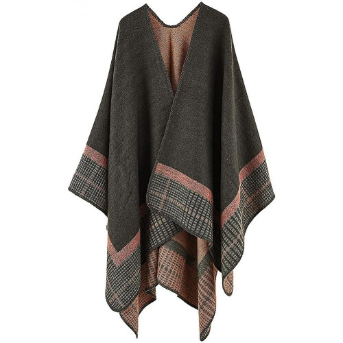 Women's Stylish Open Front Cape Oversize Knitted Shawl Wrap For Women ...