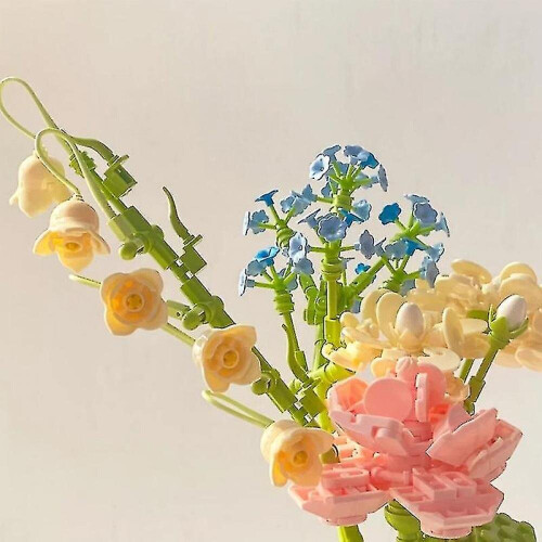 New Building Block Bouquet Rose Tulip Lily Of The Valley Gerbera Diy ...