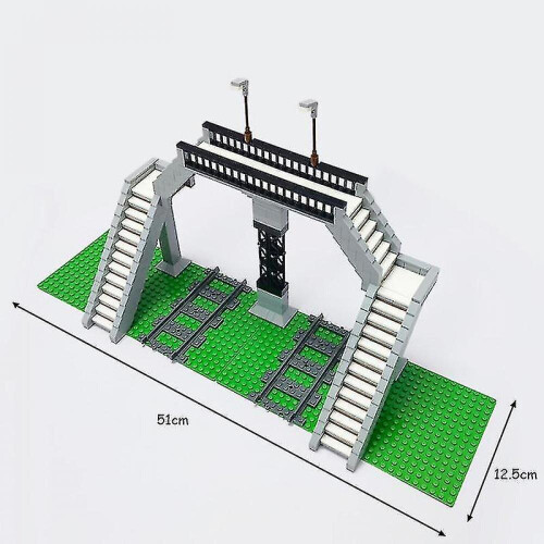 Creator Moc Traffic Blocks Railway Tracks City Overpass Building Bricks ...