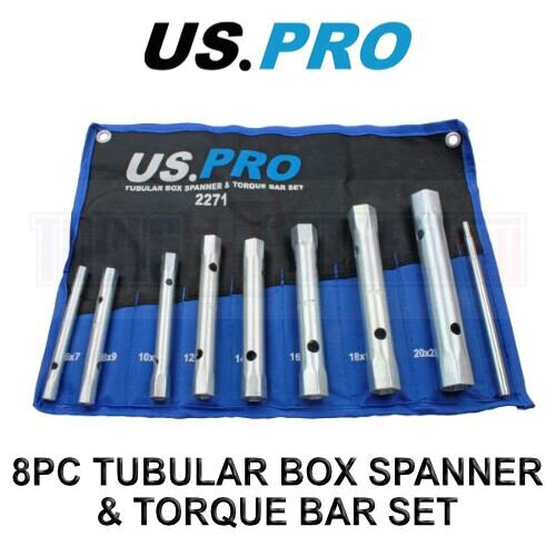 US PRO Tools 8 Piece Tubular Box Spanner & Torque Bar Set 6mm - 22mm ...