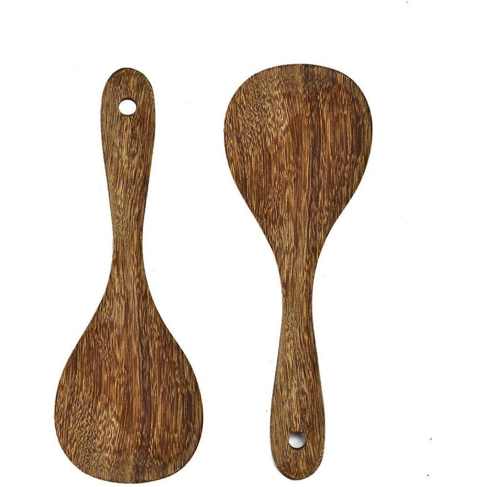 2 Pack Premium Wood Rice Paddle, Rice Serving Spoon, Asian Kitchen ...