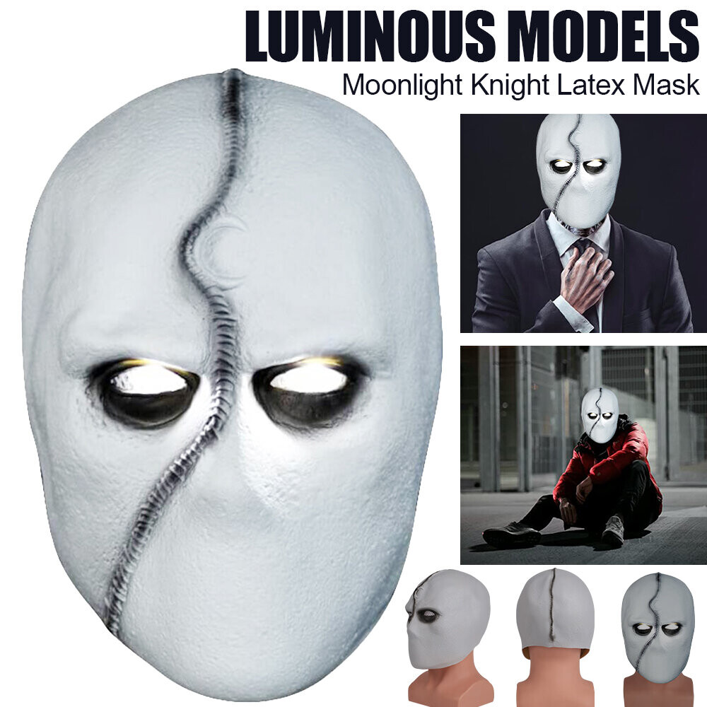 Moon Knight Costume Mask Latex LED Helmet Full Face Masks Halloween UK ...