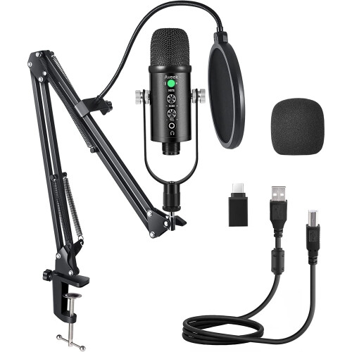 NEW-OPENED BOX Aveek USB Metal Condenser Microphone Podcast Microphone ...