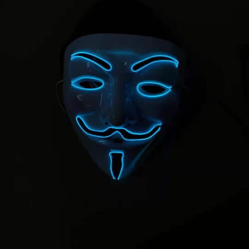 (Blue) LED Mask V For Vendetta Guy Fawkes Anonymous Mask Light Up ...