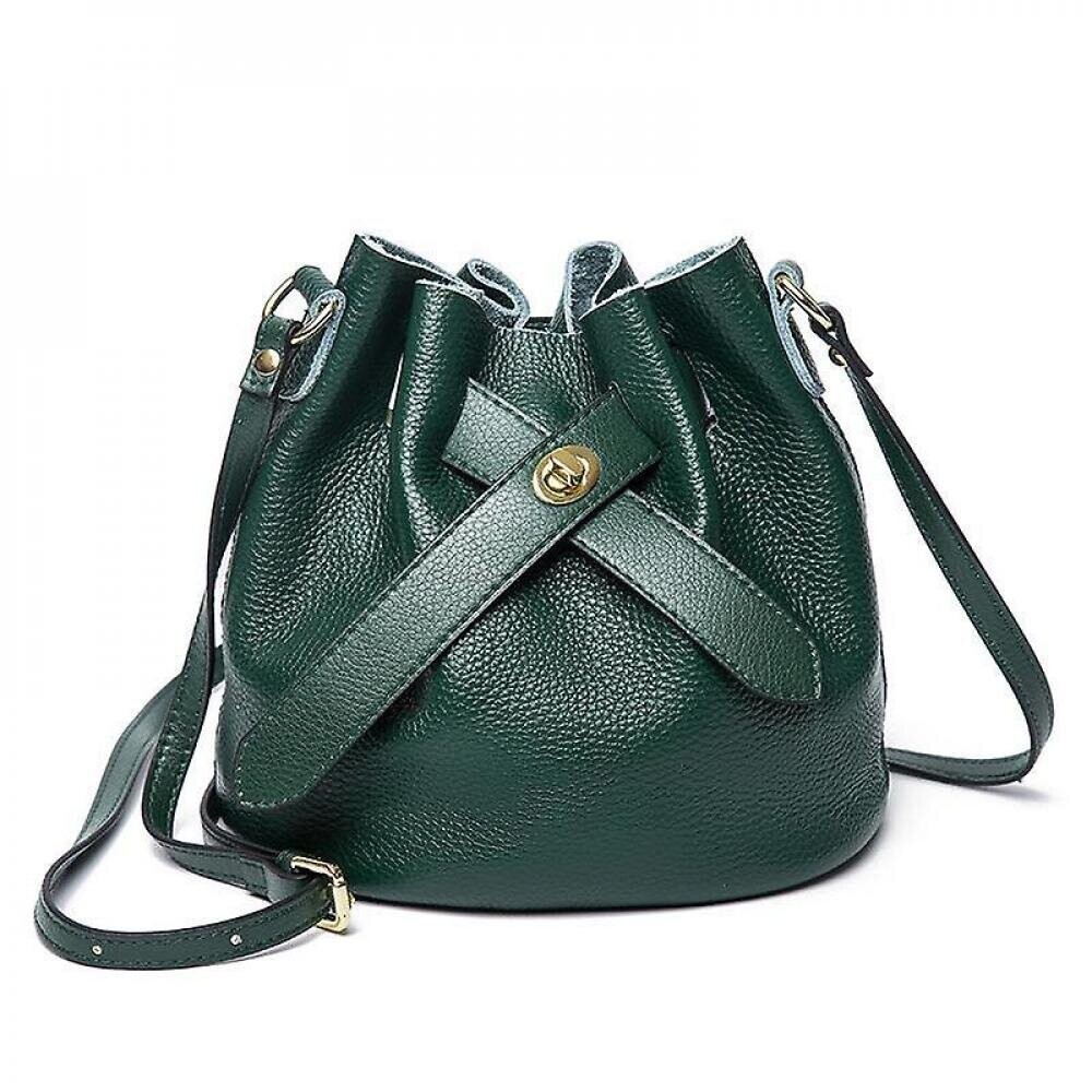 Leather Mini Bucket Strap Ladies Bag, Lychee Pattern Crossbody One ...