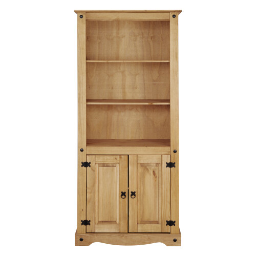 Corona Bookcase 2 Door Display Cabinet, Solid Mexican Pine Large on OnBuy