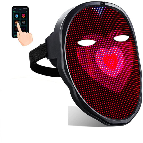 Led Mask with Bluetooth APP Programmable Light up Mask Full Face Masks ...