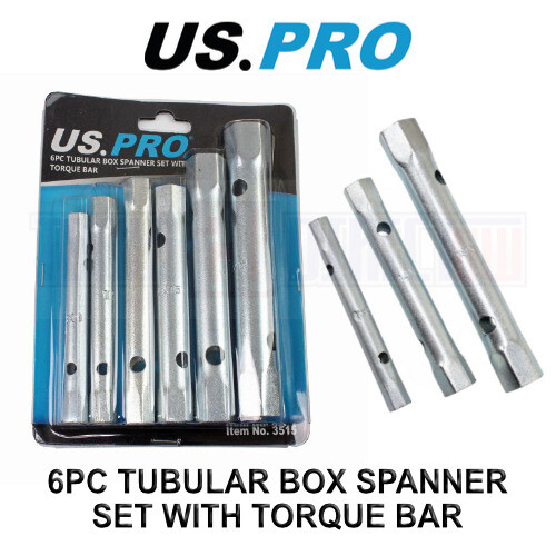 US PRO 6pc Metric Box Spanner Set / Tubular Box Spanner & Torque Bar 8 ...