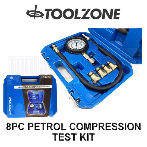 Toolzone 8pc Petrol Engine Compression Test Tester Kit Garage Workshop ...