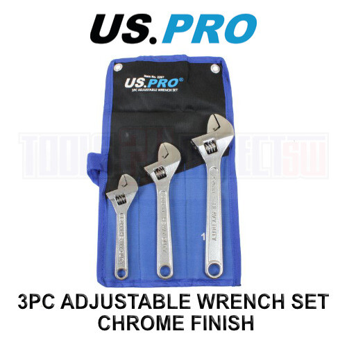 US PRO Tools 3pc Adjustable Wrench / Shifting Spanner Set 6" 8" 10" Chrome Finish 2297 on OnBuy