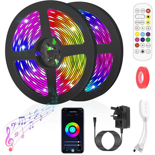 40FT/12M Bluetooth LED Strip Lights, KAMS RGB 5050 LED Tape Lights App ...