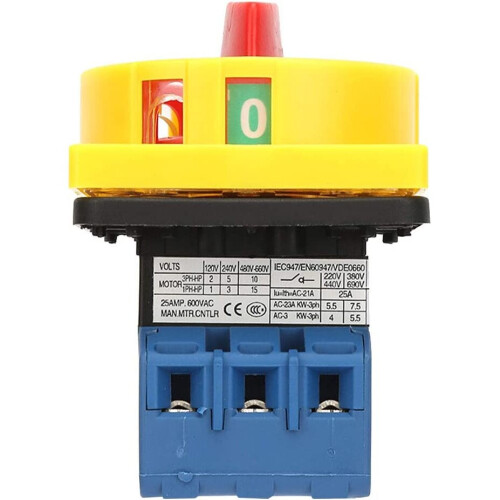 3-Pole 2-Position Rotary Cam Changeover Switch Load Circuit Breaker ...