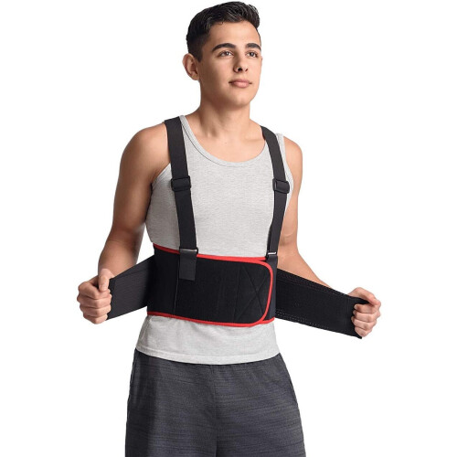 MAXAR Deluxe Work Belt, Lower Back Support Brace, Removable Suspenders ...