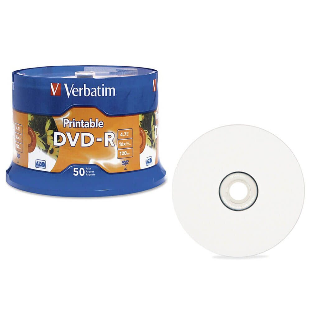 Verbatim Inkjet Printable DVD-R White 50pk (4.7GB) on OnBuy
