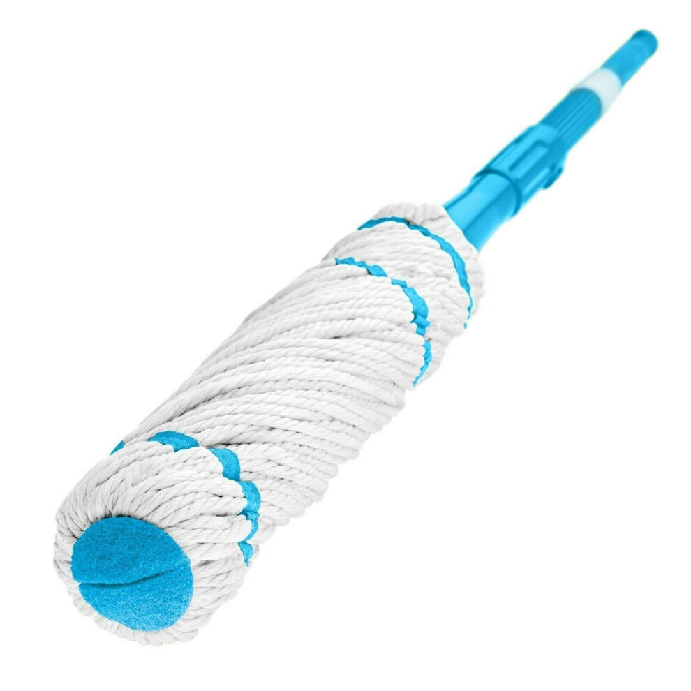 Extendable Twist Mop Microfibre Cotton Mop Head Adjustable Handle Self ...
