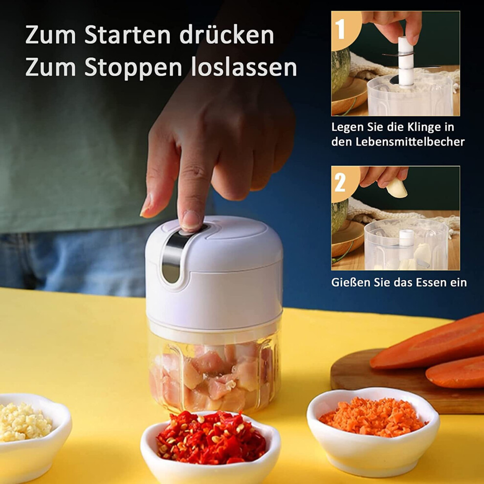 250ml Garlic Chopper Crusher Stainless Steel Electric Ginger Mincer on ...