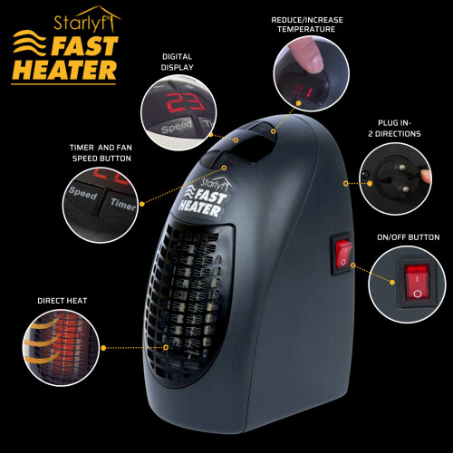 Heater With Digital Timer Starlyf Fast Heater, Economic & Compact, 400W ...