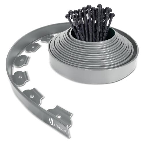 VOUNOT 10m Flexible Plastic Garden Edging Grey with 30 Anchors Easy ...