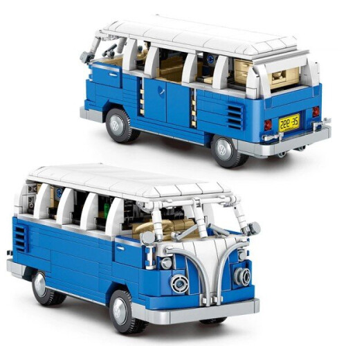Expert Blue Bus Building Blocks STEM Tourism Bus Model Bricks ...