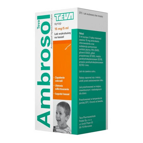 Ambrosol Teva Syrup 15 mg/5 ml - Expectorant & Mucolytic for Adults ...