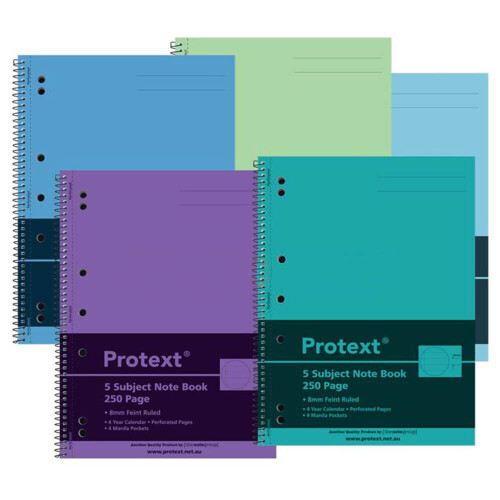 Protext 5 Subject Spiral Notebook 250 Pages A4 (Assorted) on OnBuy