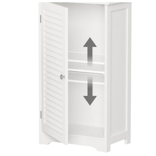 White Wooden Bathroom Storage Cabinet Free Standing on OnBuy