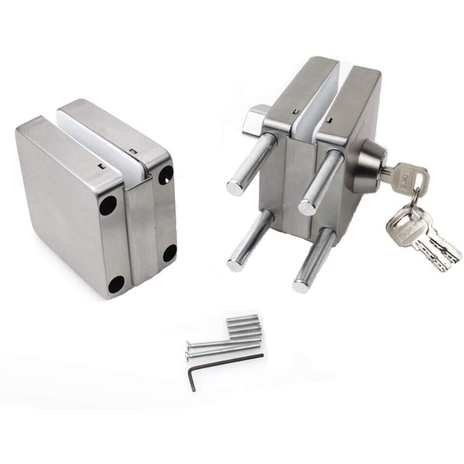 NUZAMAS Double Glass Door Lock 201 Stainless Steel, Square Brushed ...