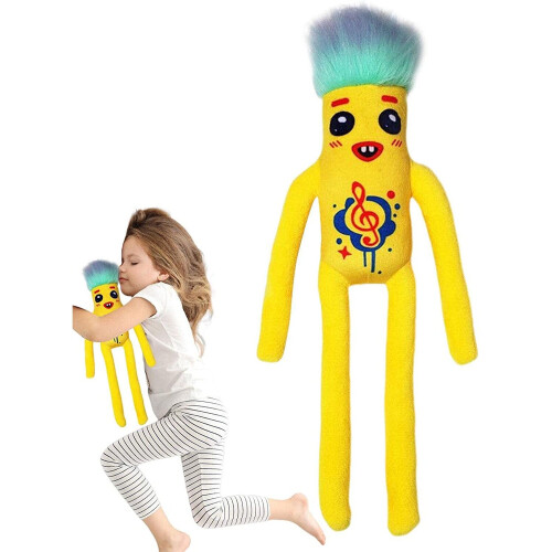 (Yellow Print) Sausage Man Plush Toys Cool Hair Long Legs Plush Toy ...