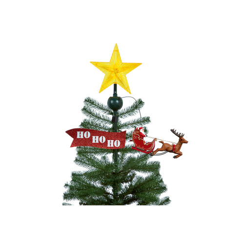 Animated Santa Reindeer Sleigh Christmas Tree Topper Warm LED Star 55cm ...