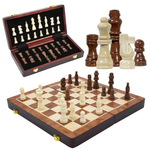 Global Gizmos 81129 Folding Wooden Chess Set / Portable Travel Chess ...