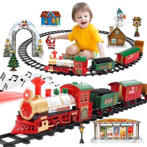 13 Piece Classic Toy Train Set for Kids with Headlight Smoke Realistic ...