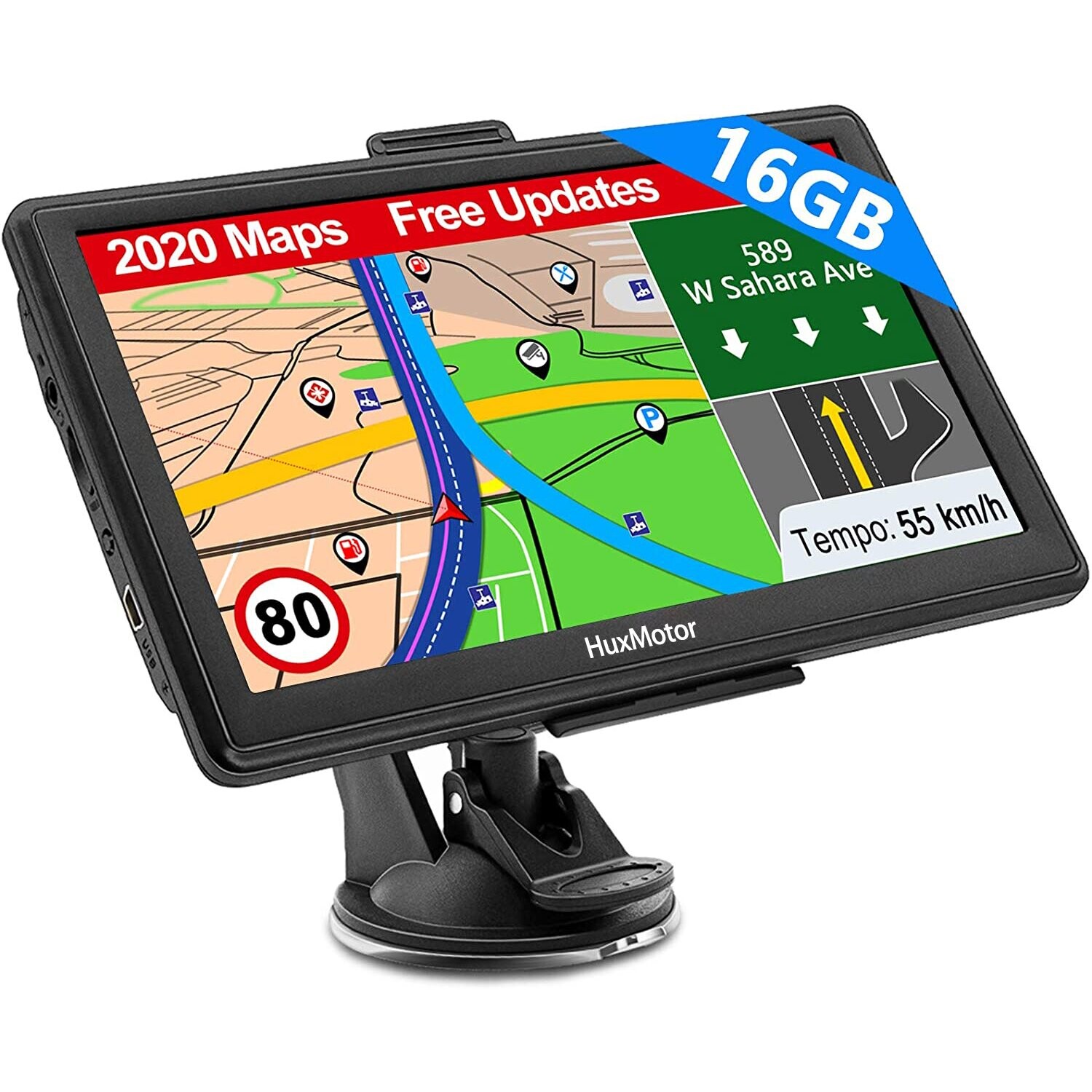 HuxMotor SAT NAV,GPS Navigation System with UK/EU Maps, 7 Inch ...