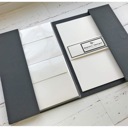 Wagtail Designs Plain Ivory (Cream) Writing Paper Gift Set in a Black ...
