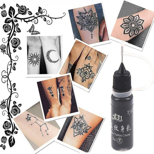 Temporary Tattoo Ink Liquid Tattoo Paste Black Red Brown Henna Cones ...