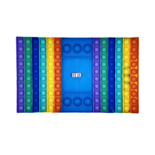 (Rainbow32x20cm) 32cm PopIt Game Fidget Toy Rainbow Chess Board Push Bubble Popper Fidget ...